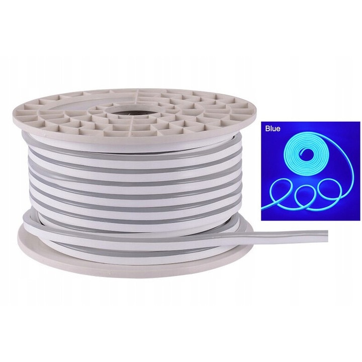 Banda LED, NEON Flex, IP68, 230V, 2835 8W, Albastru 1M - eMAG.ro