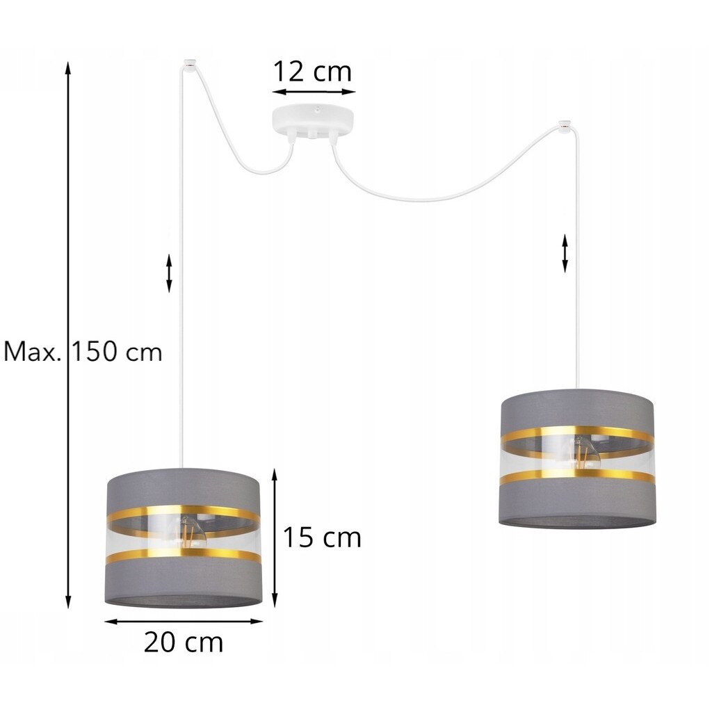 Lustra cu 2 pendule, Metal, 2xE27, 150 cm, Gri - eMAG.ro