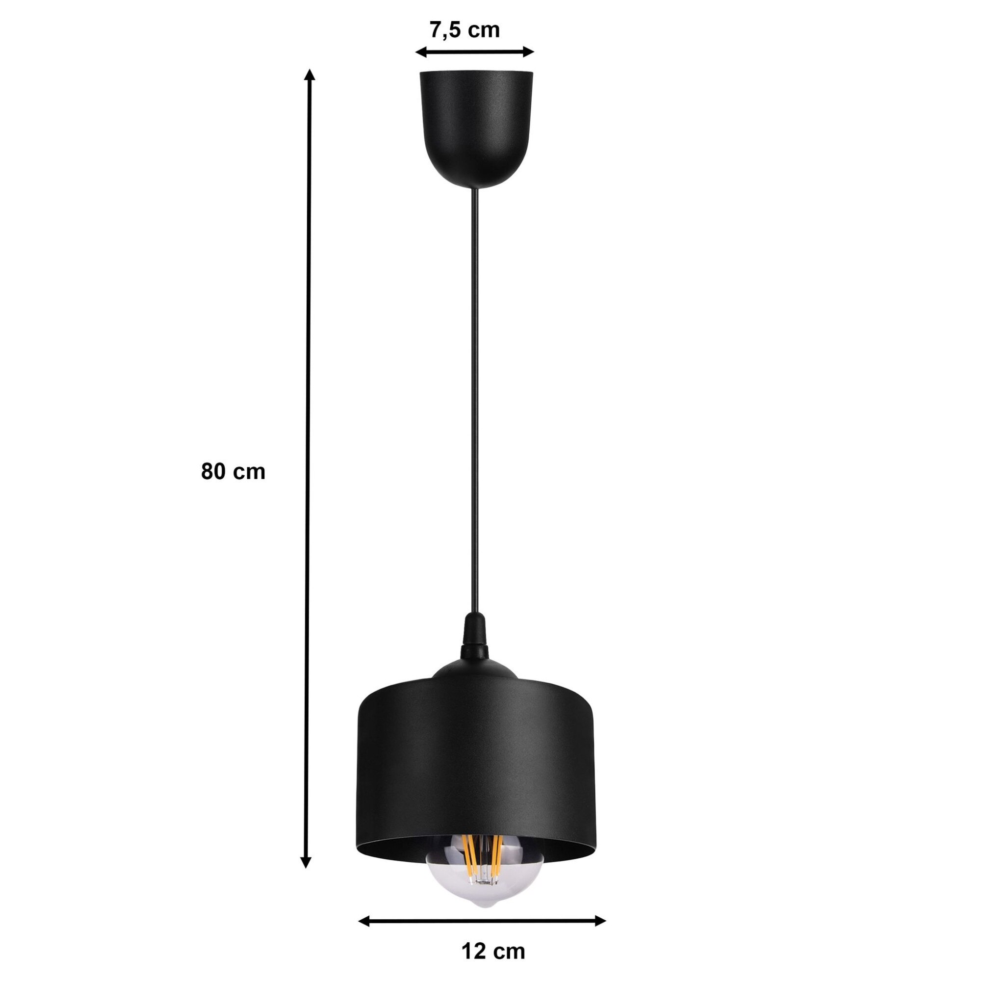 Lustra simpla tip pendul, E27, 60W, 80cm, Metal, Negru - eMAG.ro