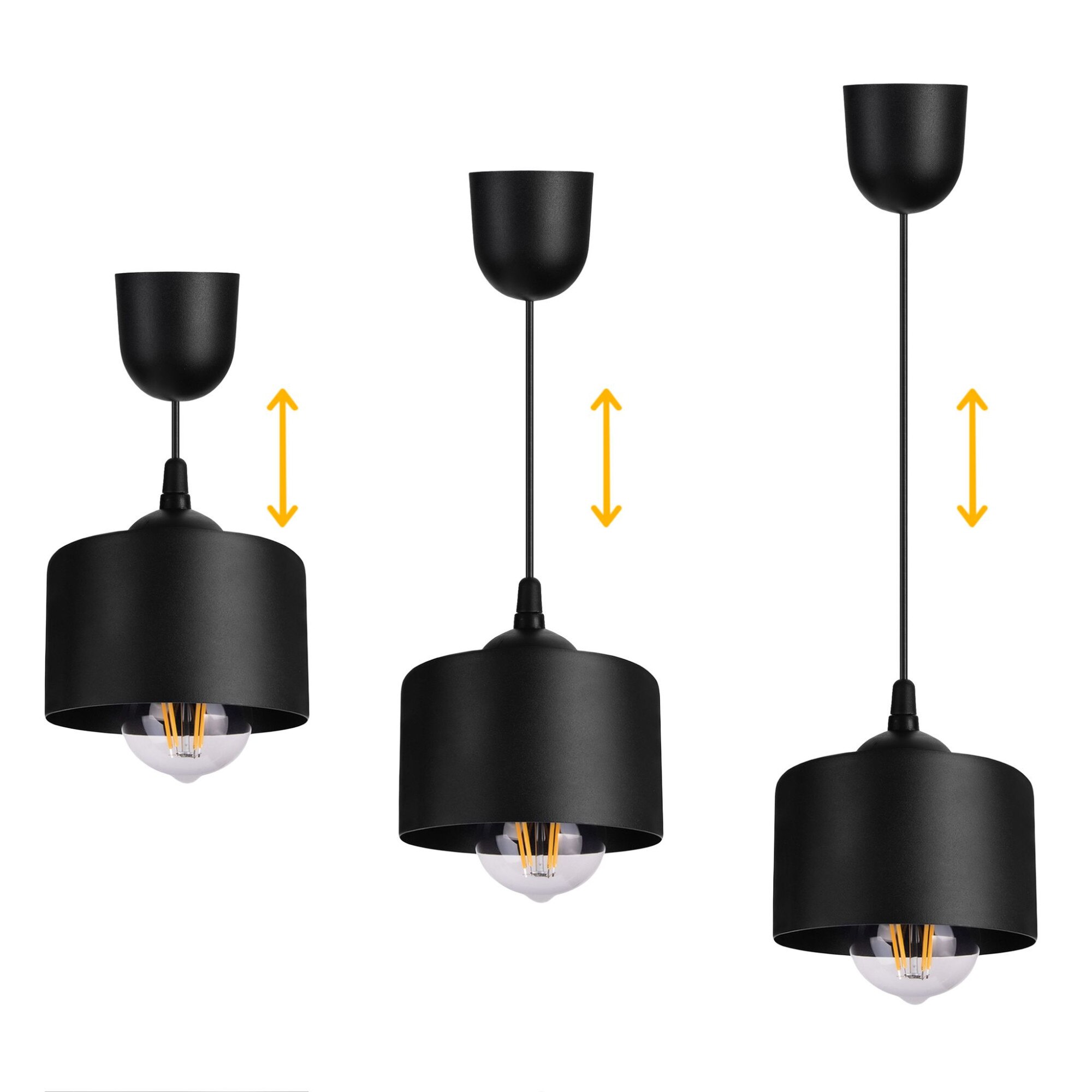 Lustra simpla tip pendul, E27, 60W, 80cm, Metal, Negru - eMAG.ro