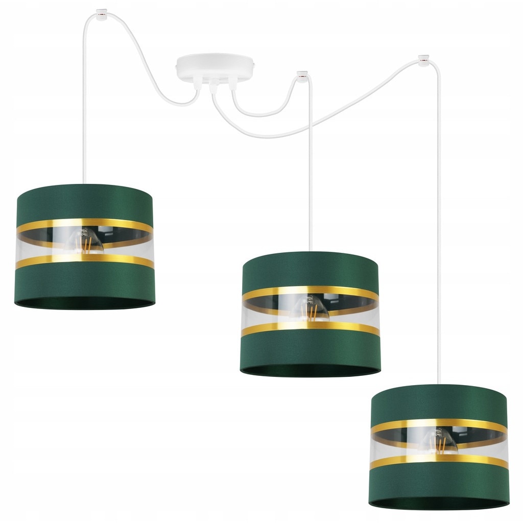 Lustra cu 3 pendule, Metal, 3xE27, 150 cm, Verde - eMAG.ro