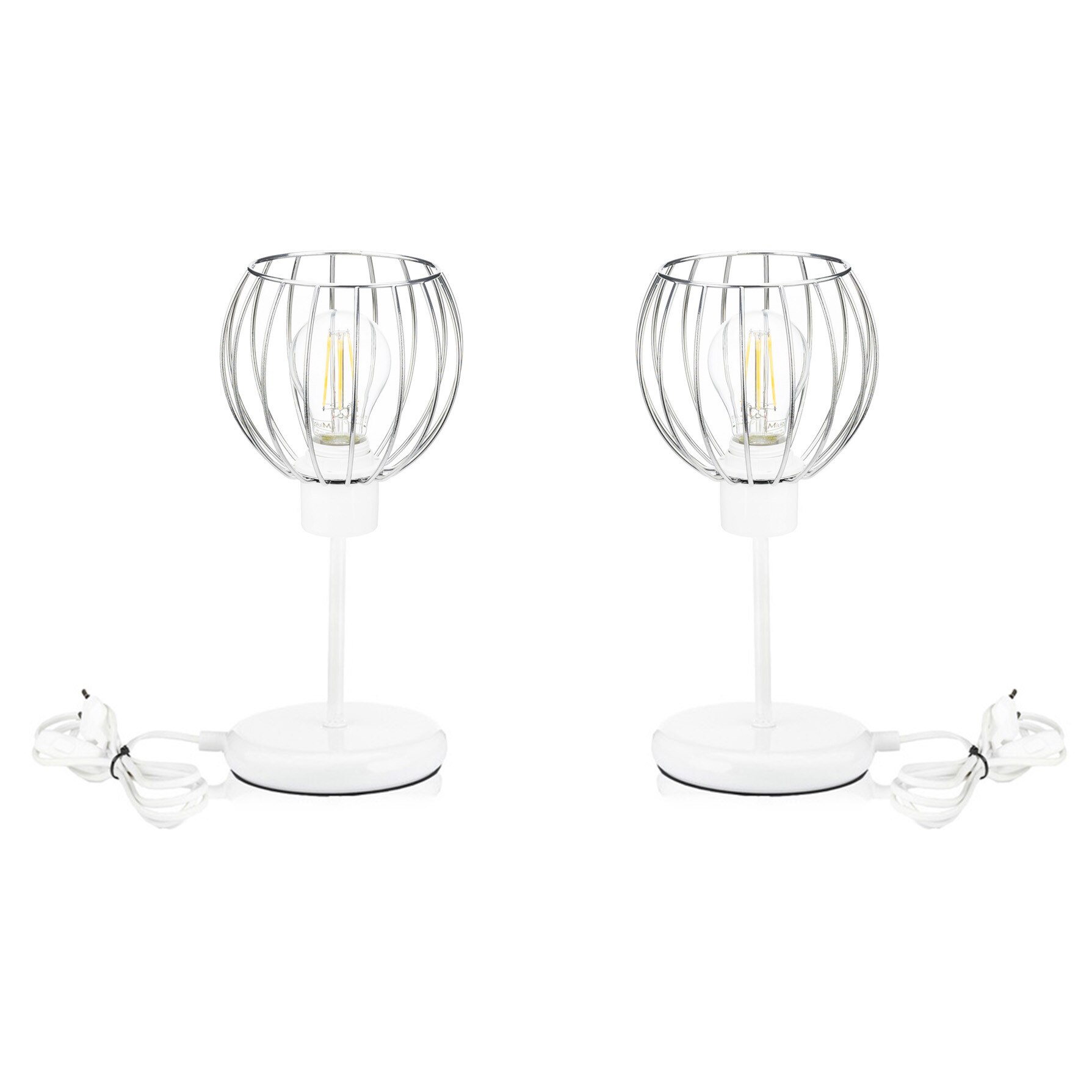 Set 2 buc lampa noptiera, Loft, E27, Metal, Alba - eMAG.ro