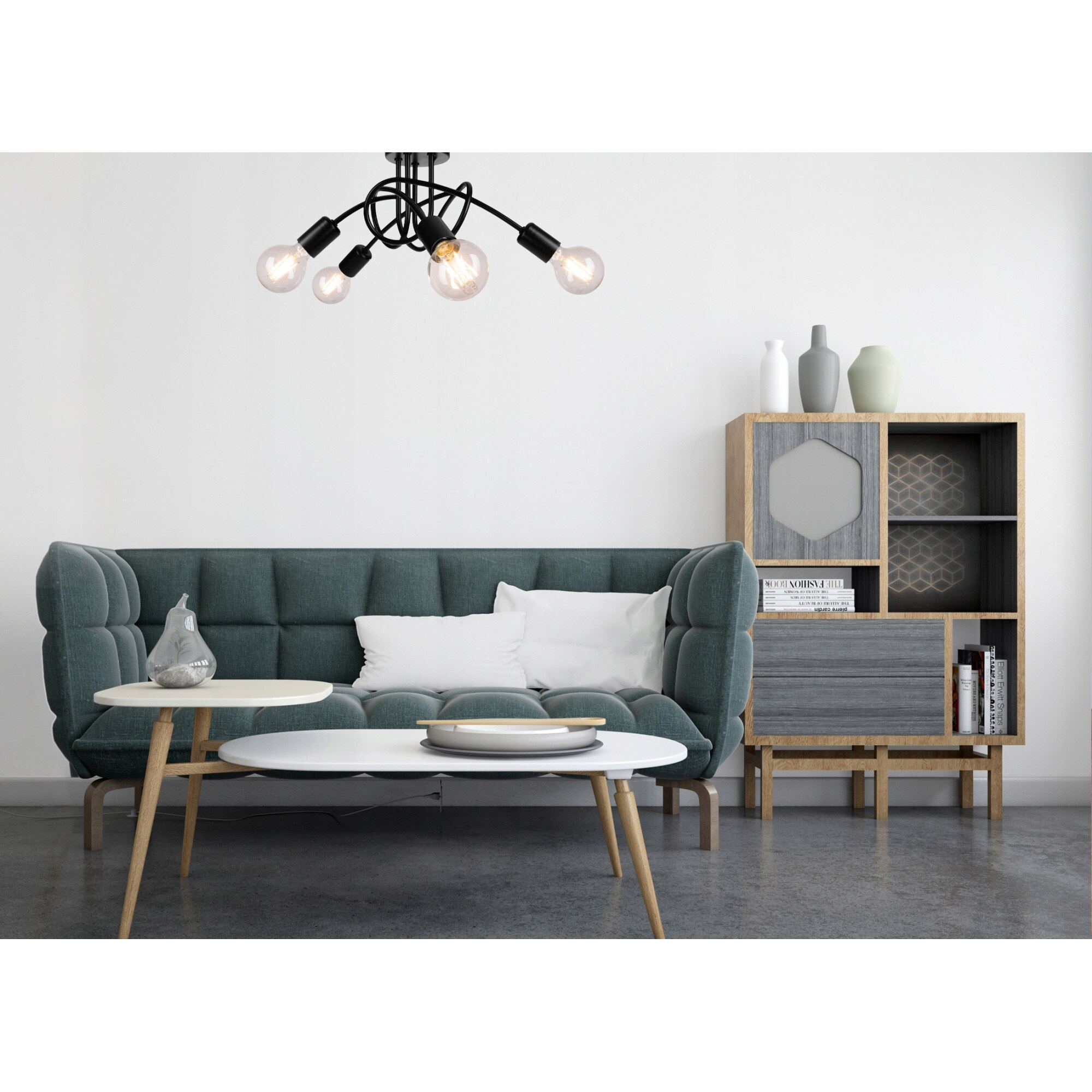 Lustra moderna cu 4 brate, 4 x E27, 60 W, Metal, Negru - eMAG.ro