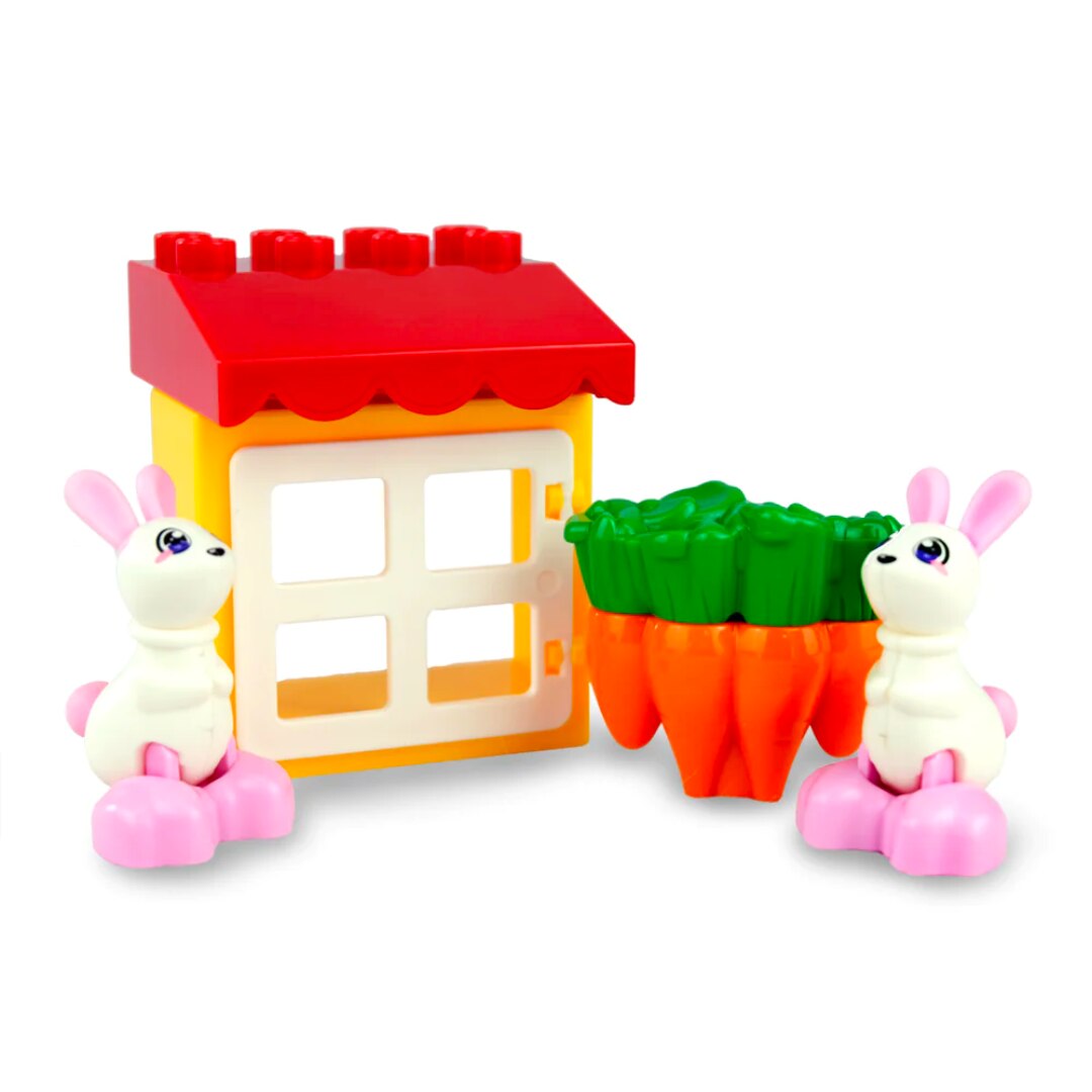 Set Piese de Constructie, Compatibil Lego Duplo, Iepuras Lumea ...