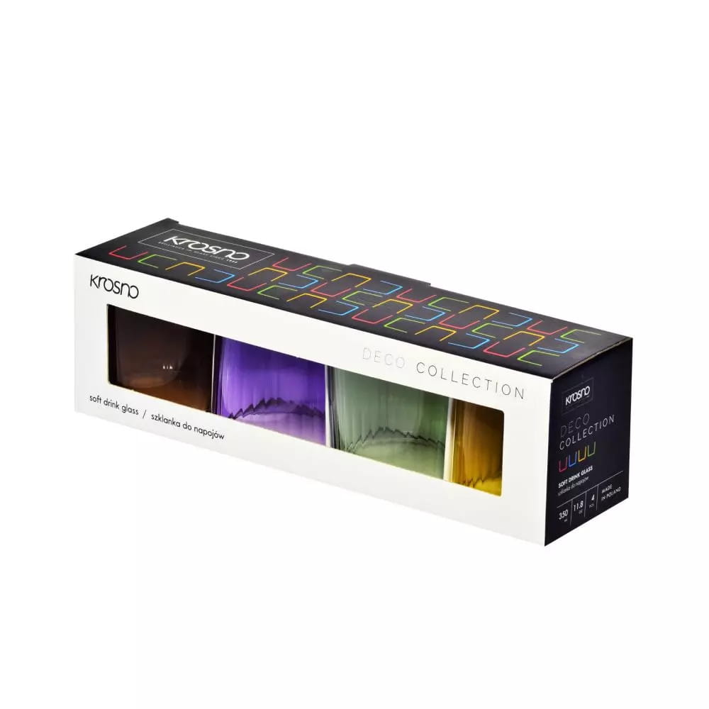 Set 4 pahare colorate Krosno, Sticla, 350 ml, Multicolor - eMAG.ro