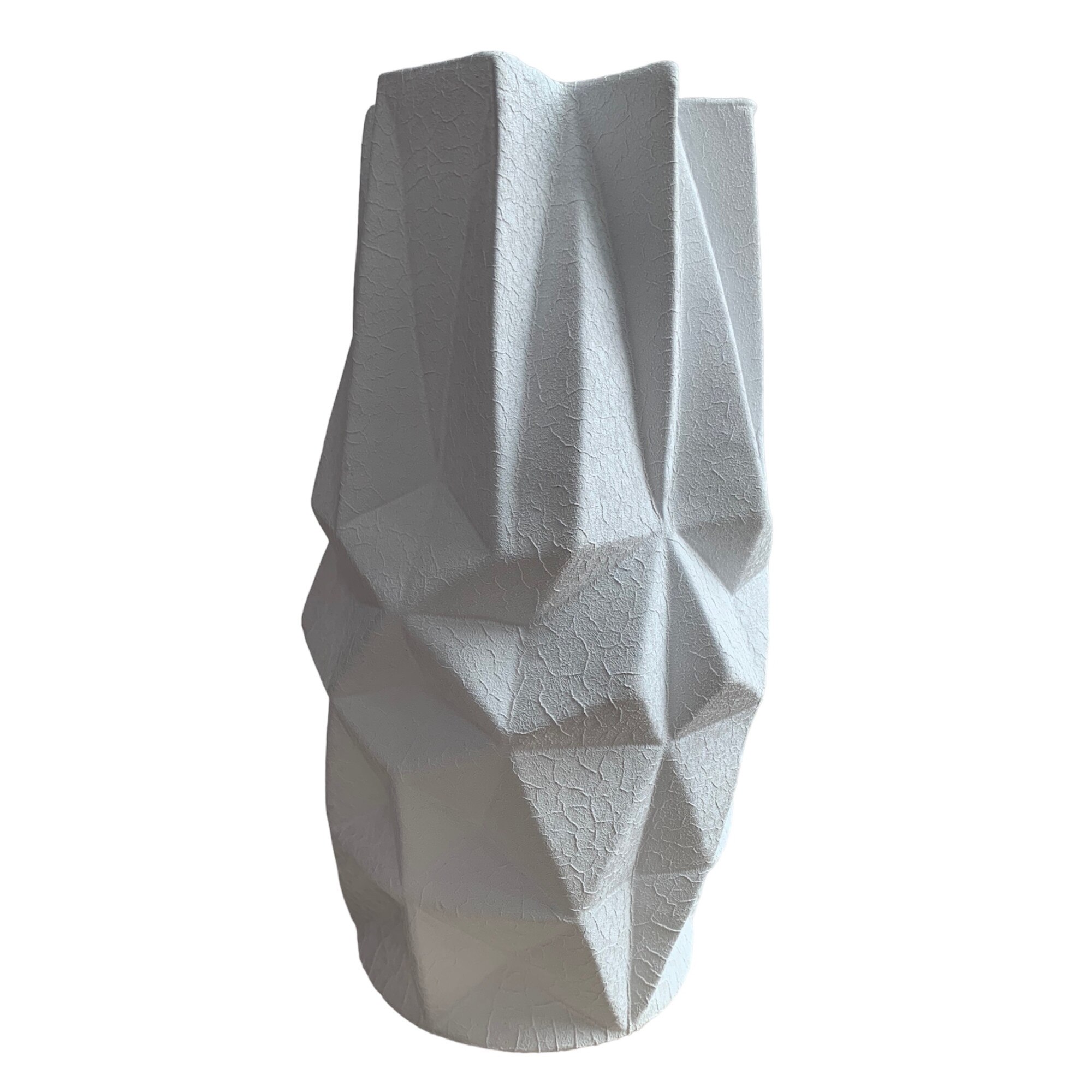Vaza Origami, ceramica dura, alb mat, inaltime 31 cm - eMAG.ro