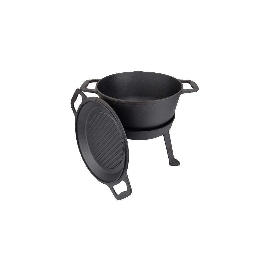Ceaun 3 in 1 din fonta emailata cu picioare si capac, 8 litri, negru ...