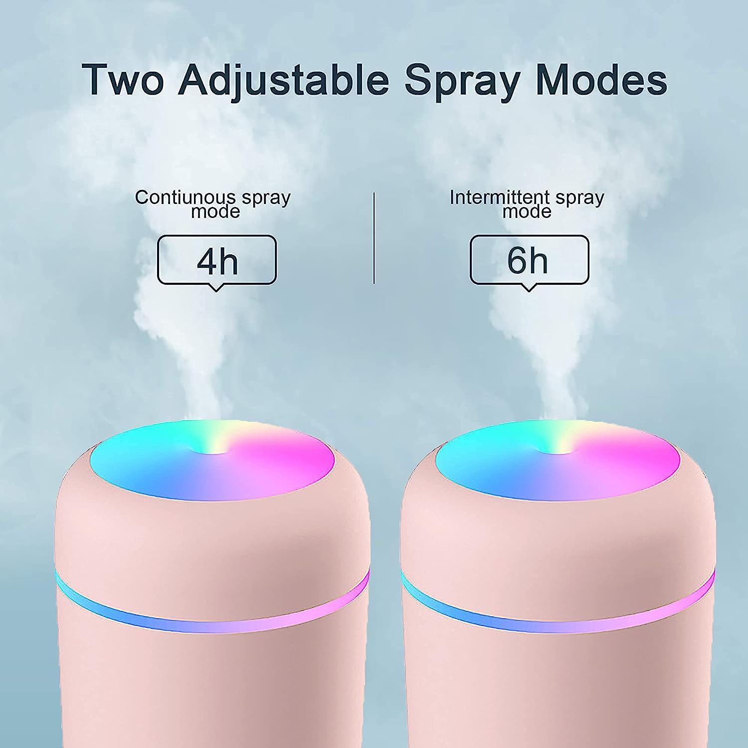 Umidificator Difuser cu Lumini RGB, 2 moduri Functionare, roz, Alexa ...