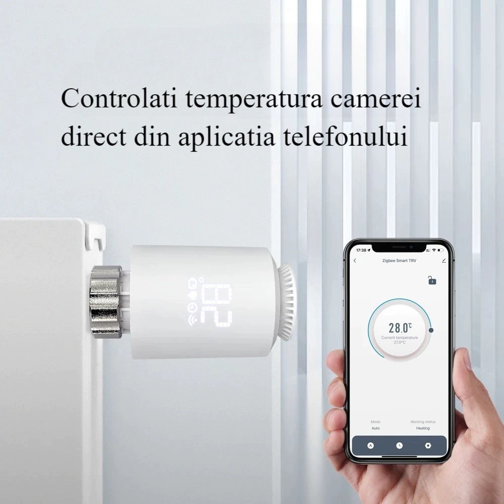 Cap termostat wifi Z Zeleno pentru calorifer termostat digital cu ...