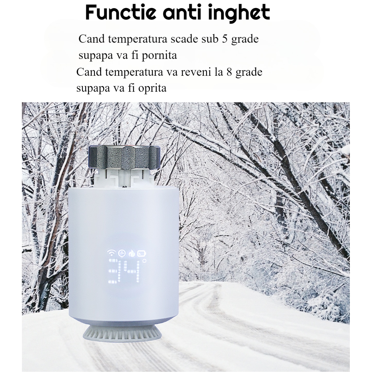 Cap termostat wifi Z Zeleno pentru calorifer termostat digital cu ...