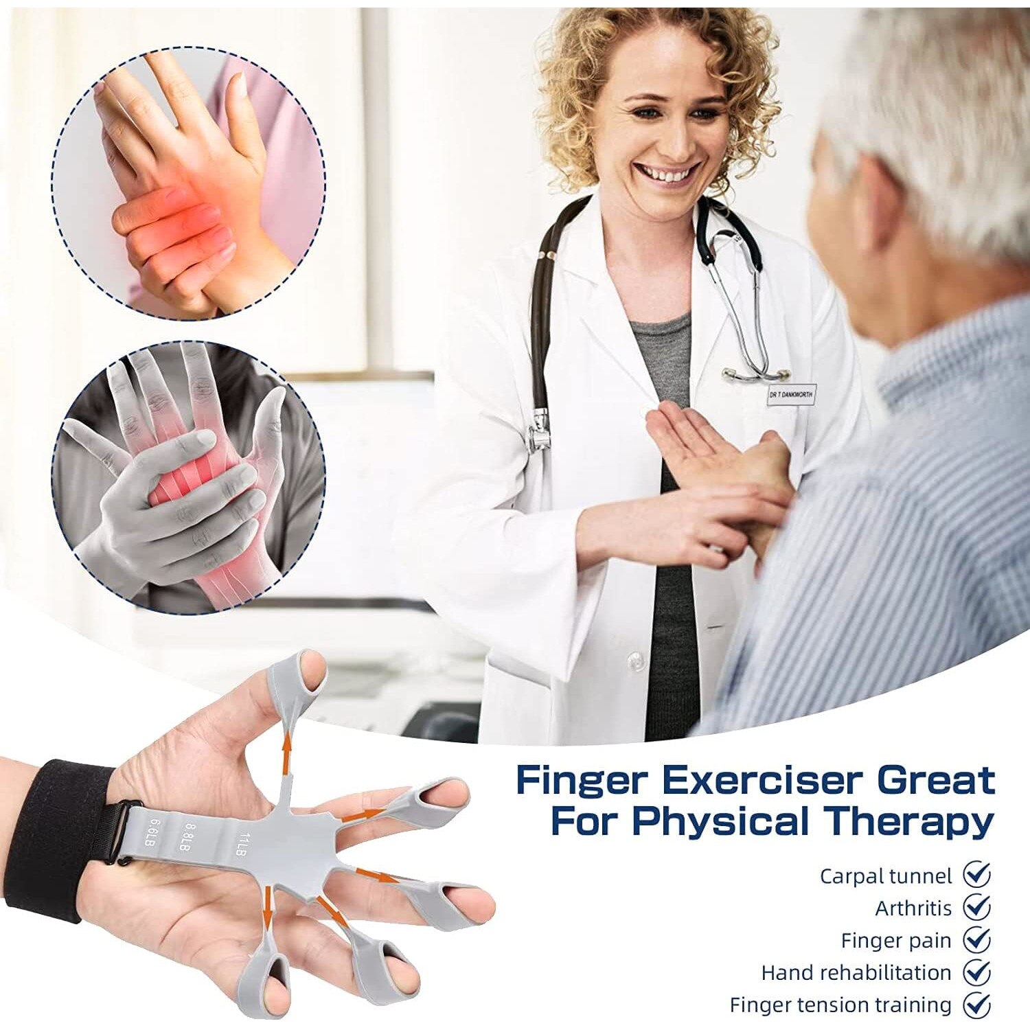 Set 2 Flexori Degete JENUOS®, pentru Dezvoltarea Fortei Antebratului si ...