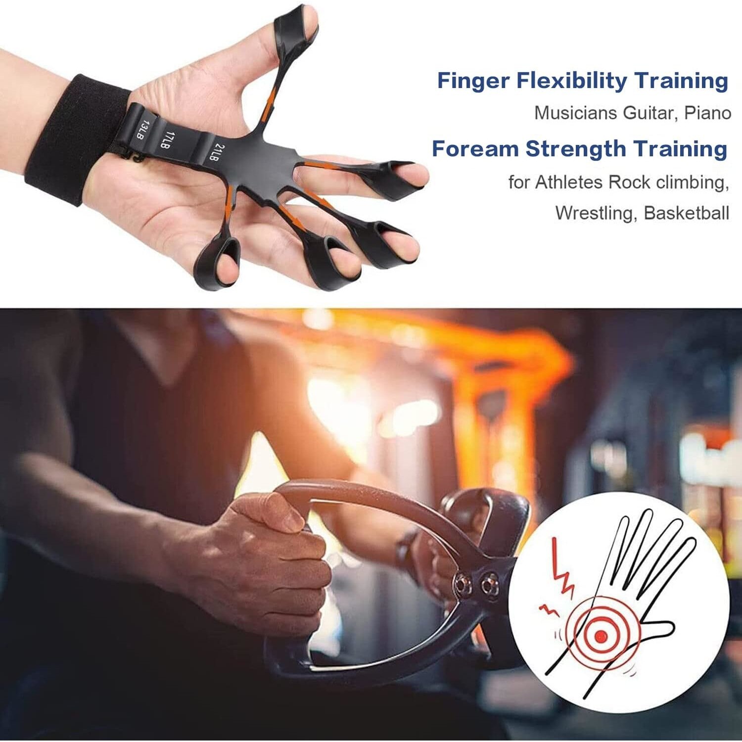 Set 2 Flexori Degete JENUOS®, pentru Dezvoltarea Fortei Antebratului si ...