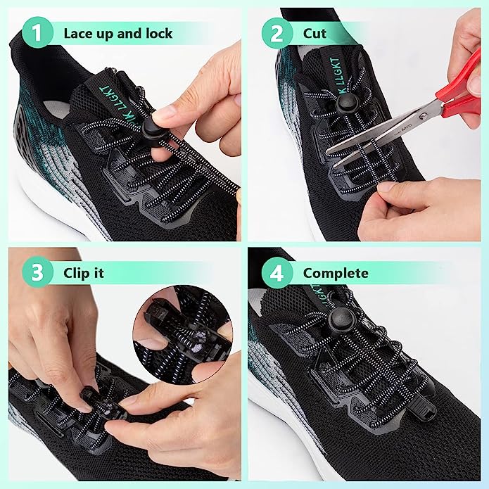 Set 5 sireturi elastice cu sistem NO TOUCH, JENUOS®, sireturi reglabile ...