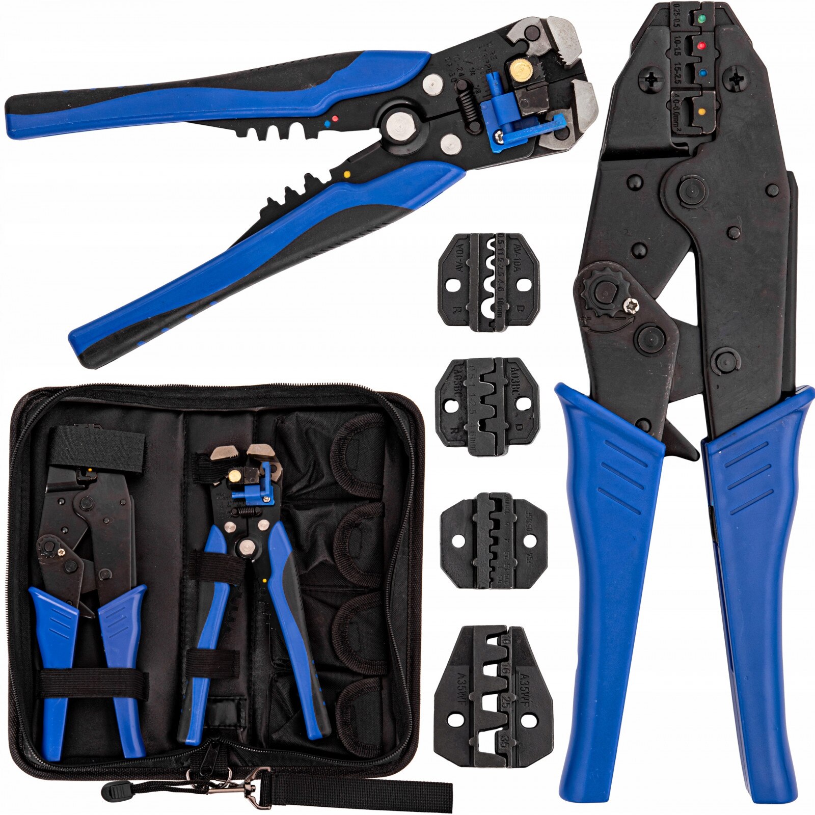 Set 2 clesti si 5 matrite sertizat cabluri 0,5 mm² - 16 mm² (S11073 ...