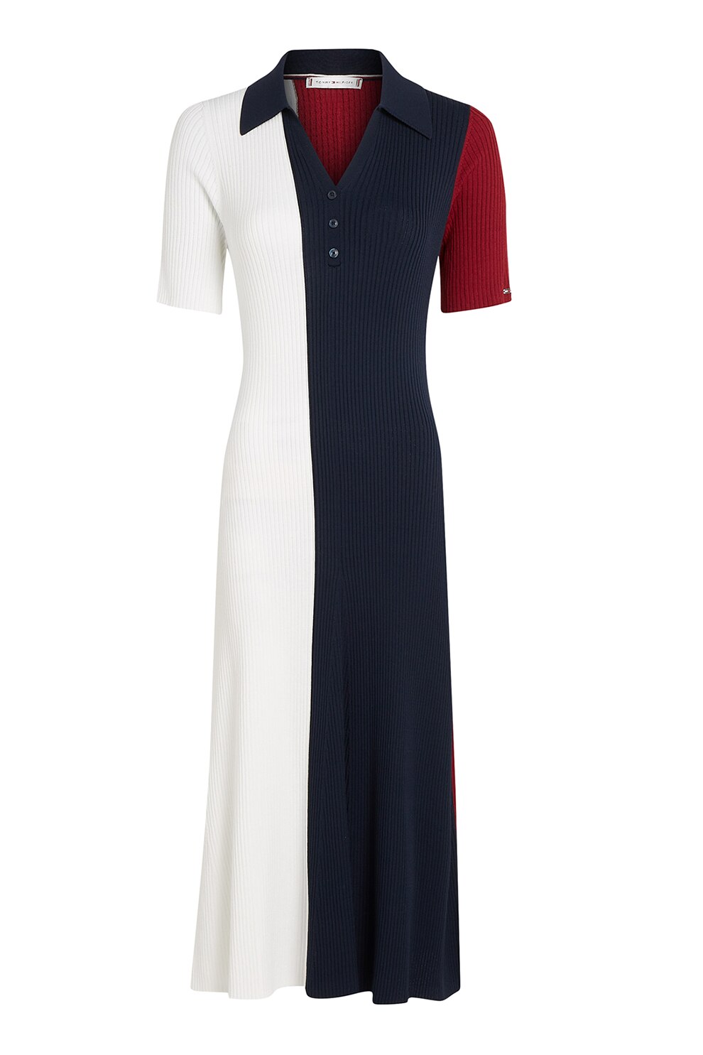 Tommy Hilfiger, Rochie polo din amestec de modal cu model colorblock ...