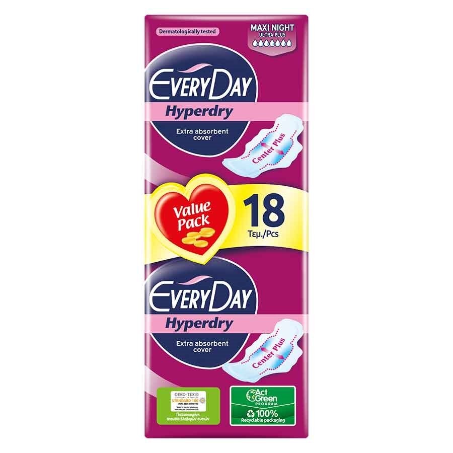 Absorbante, Hyperdry, Maxi Night, Pachet dublu, 2 x 9 bucati - eMAG.ro