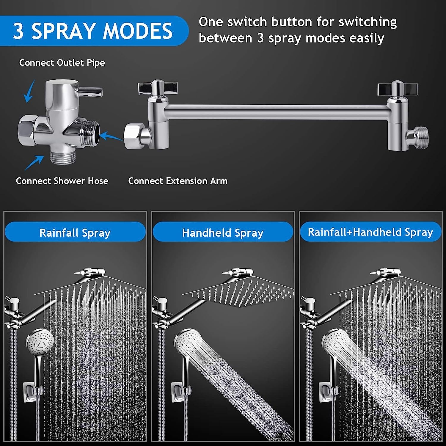 Set de dus baie, EXCITAT, cu dus fix si suport glisant, economisire apa ...