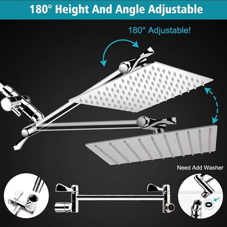 Set de dus, cu suport fix, brat extensibil reglabil, montare in perete ...