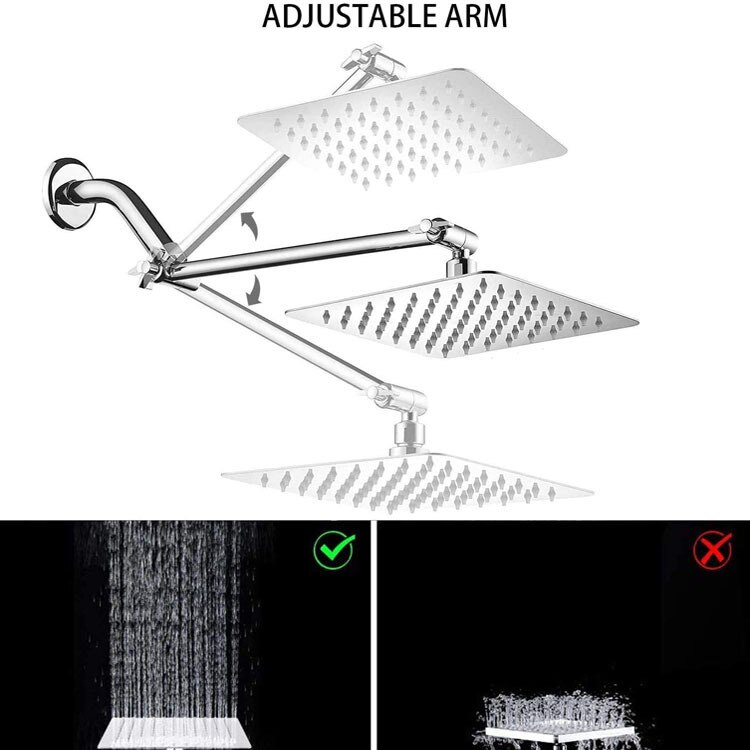 Set de dus, cu suport fix, brat extensibil reglabil, montare in perete ...