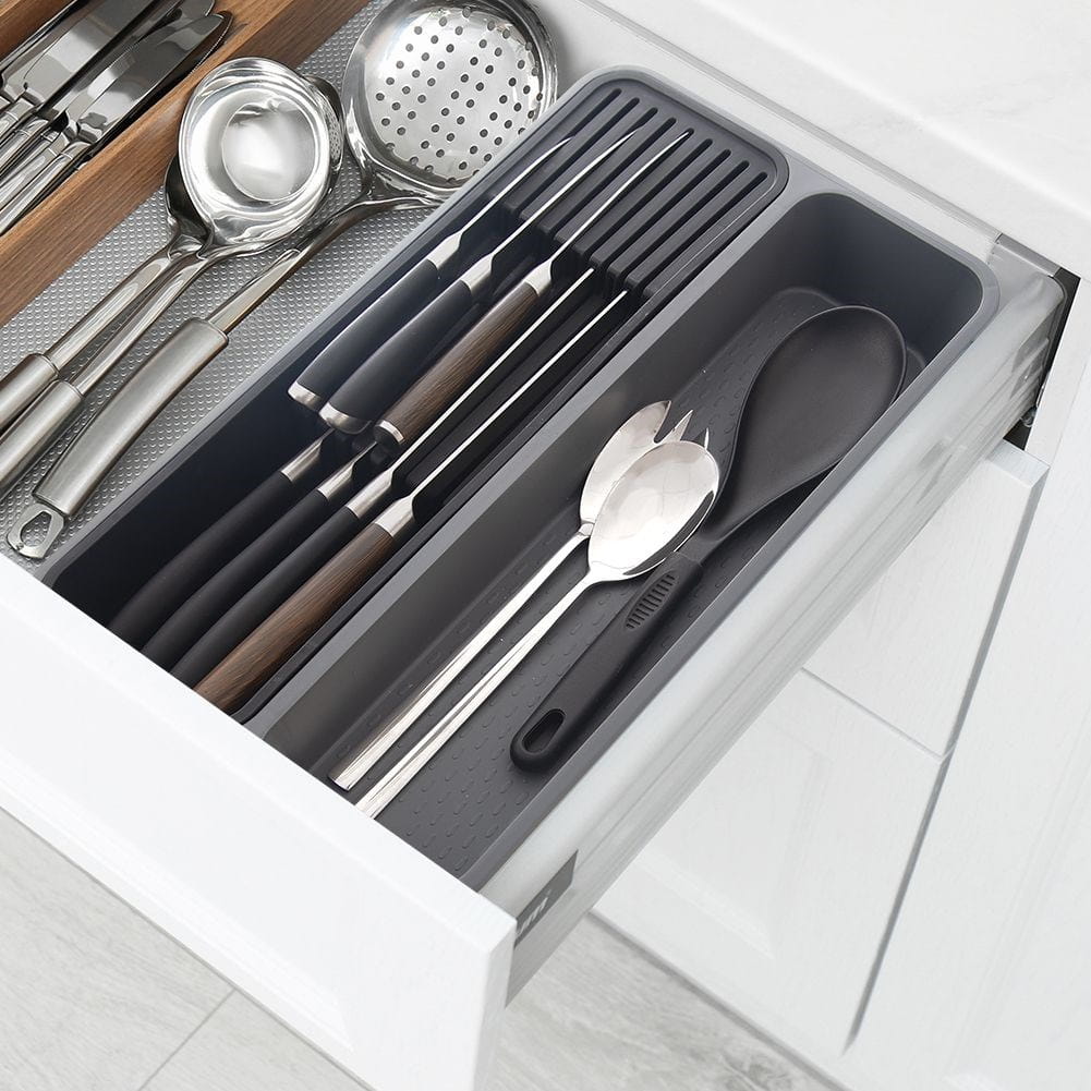 Organizator sertar, Orion, Plastic, 40x26.5x5 cm, Gri - eMAG.ro