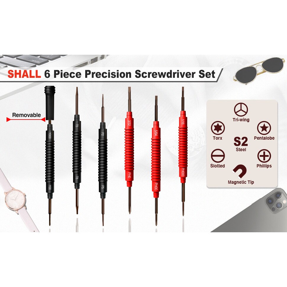 Set de surubelnite 6, metal/plastic, pentru notebook, telefon mobil ...