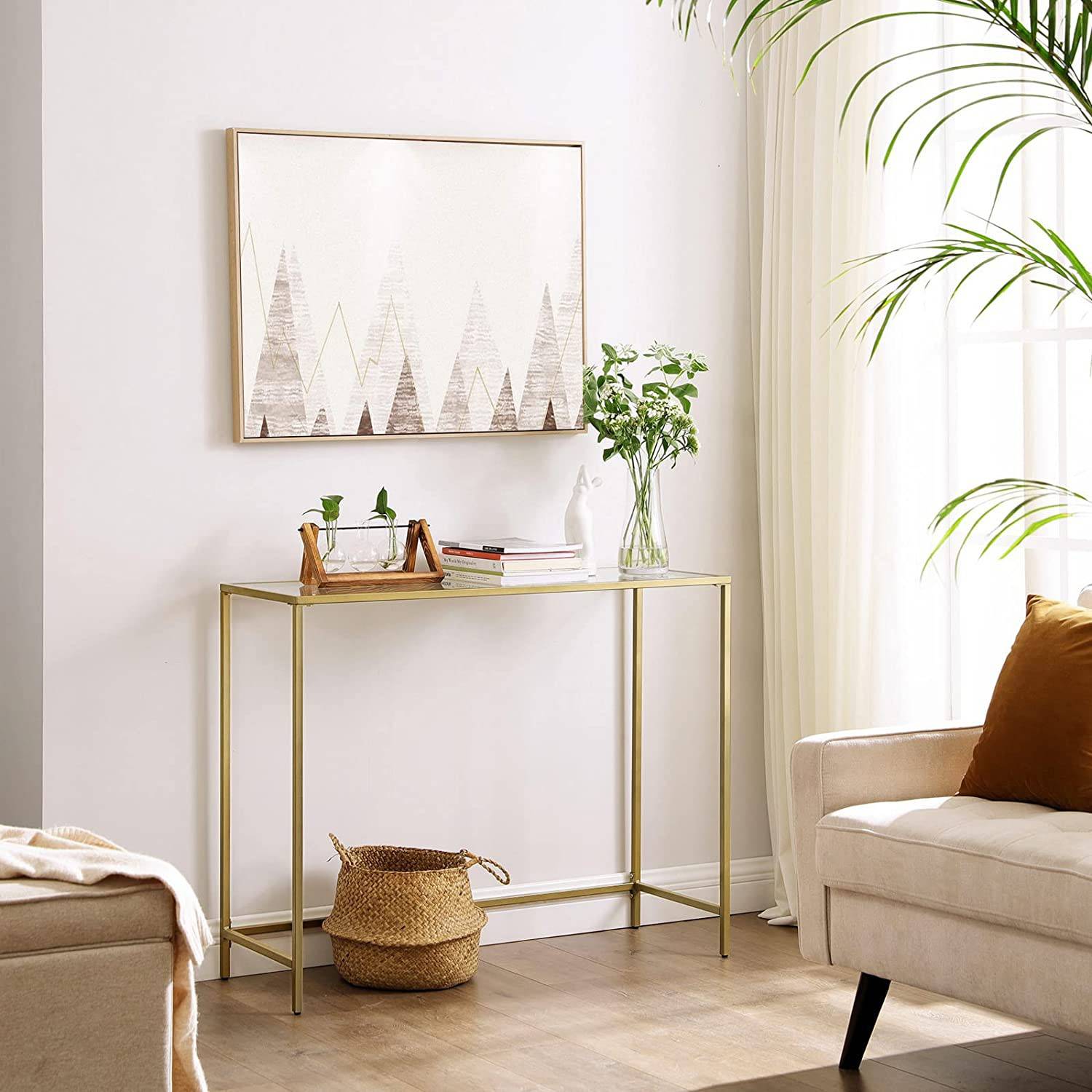 Consola hol, Songmics, 100cm, Auriu - eMAG.ro