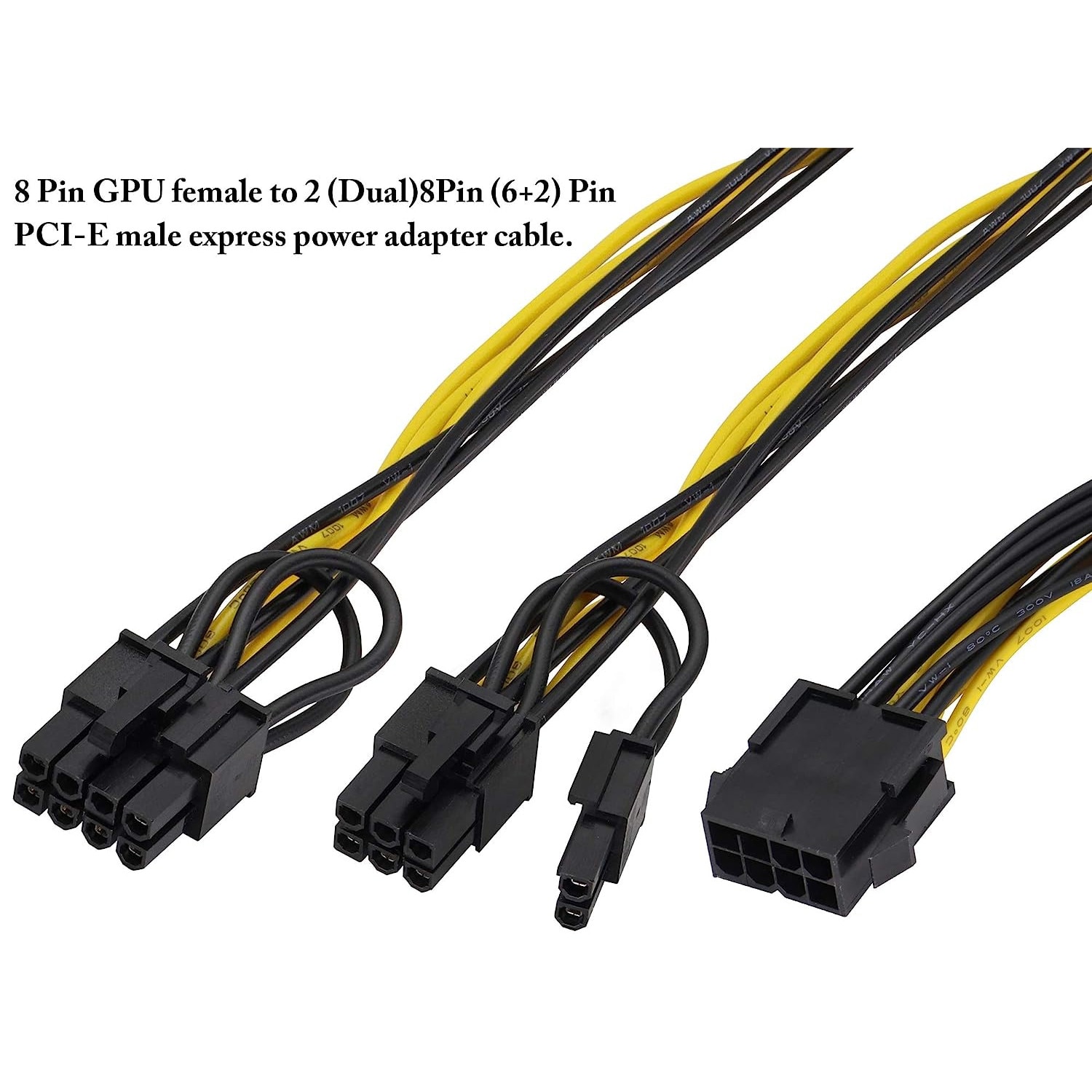 Set 2 cabluri de alimentare, FAC, 8 Pini, Negru/Galben - eMAG.ro