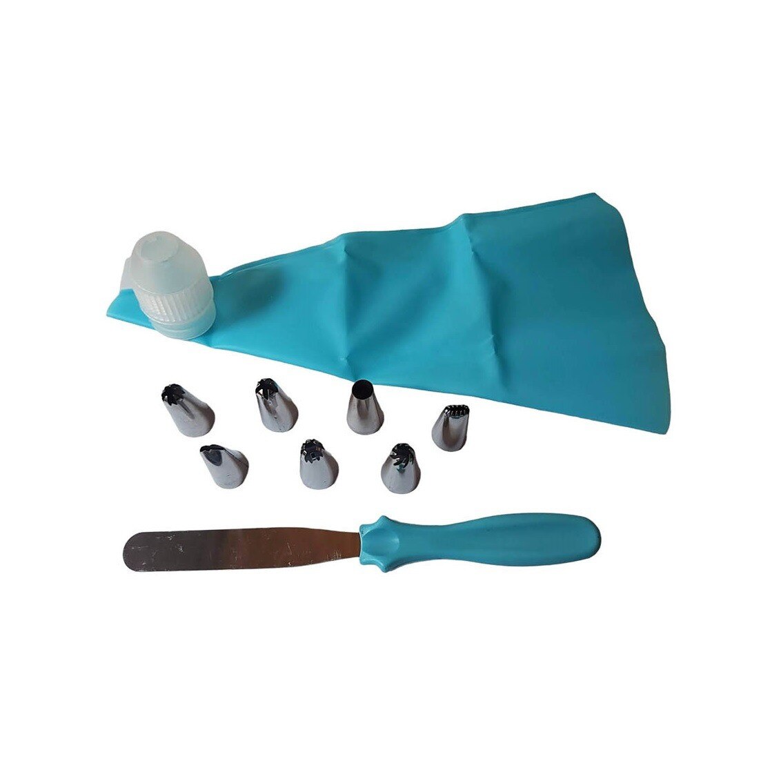 Set 7 duiuri ornat din inox, 1 Pos silicon, 1 Adaptor, 1 Spatula tort ...