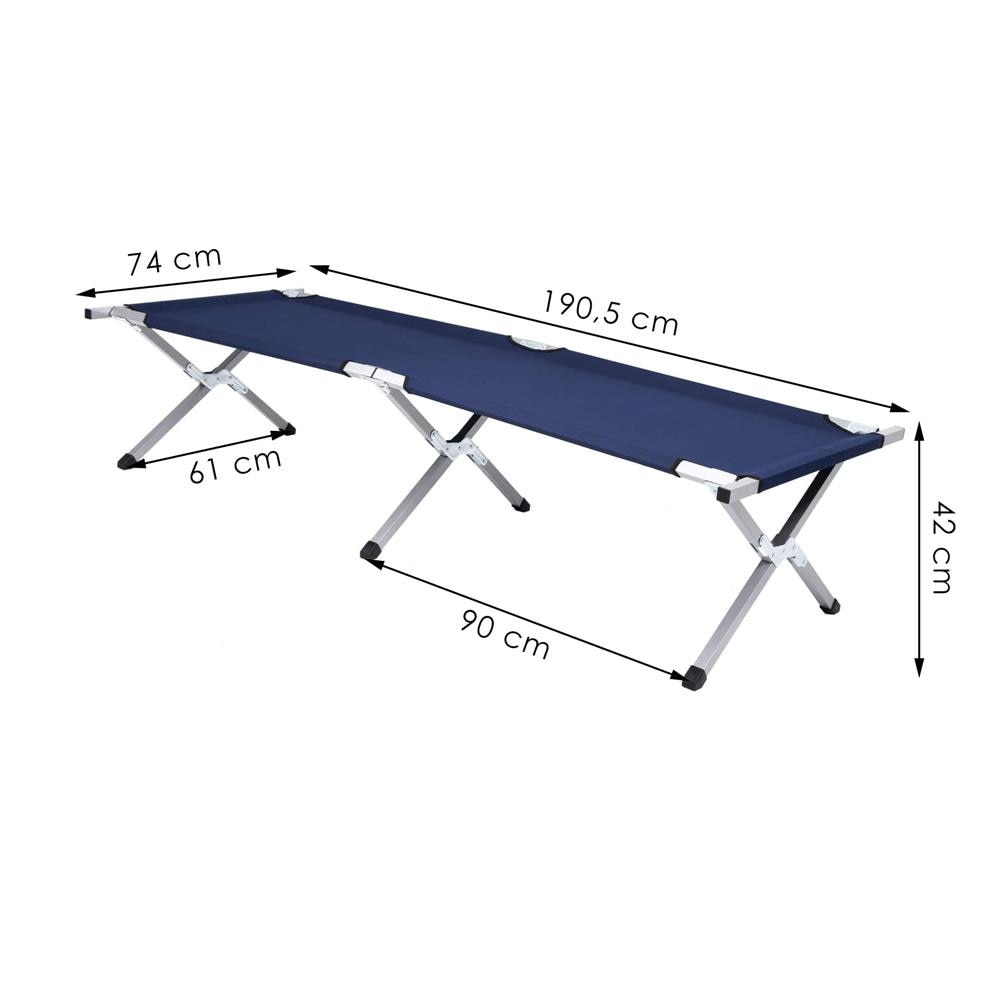 Pat pliant pentru camping, structura metalica, 190x74x42cm, 150kg ...