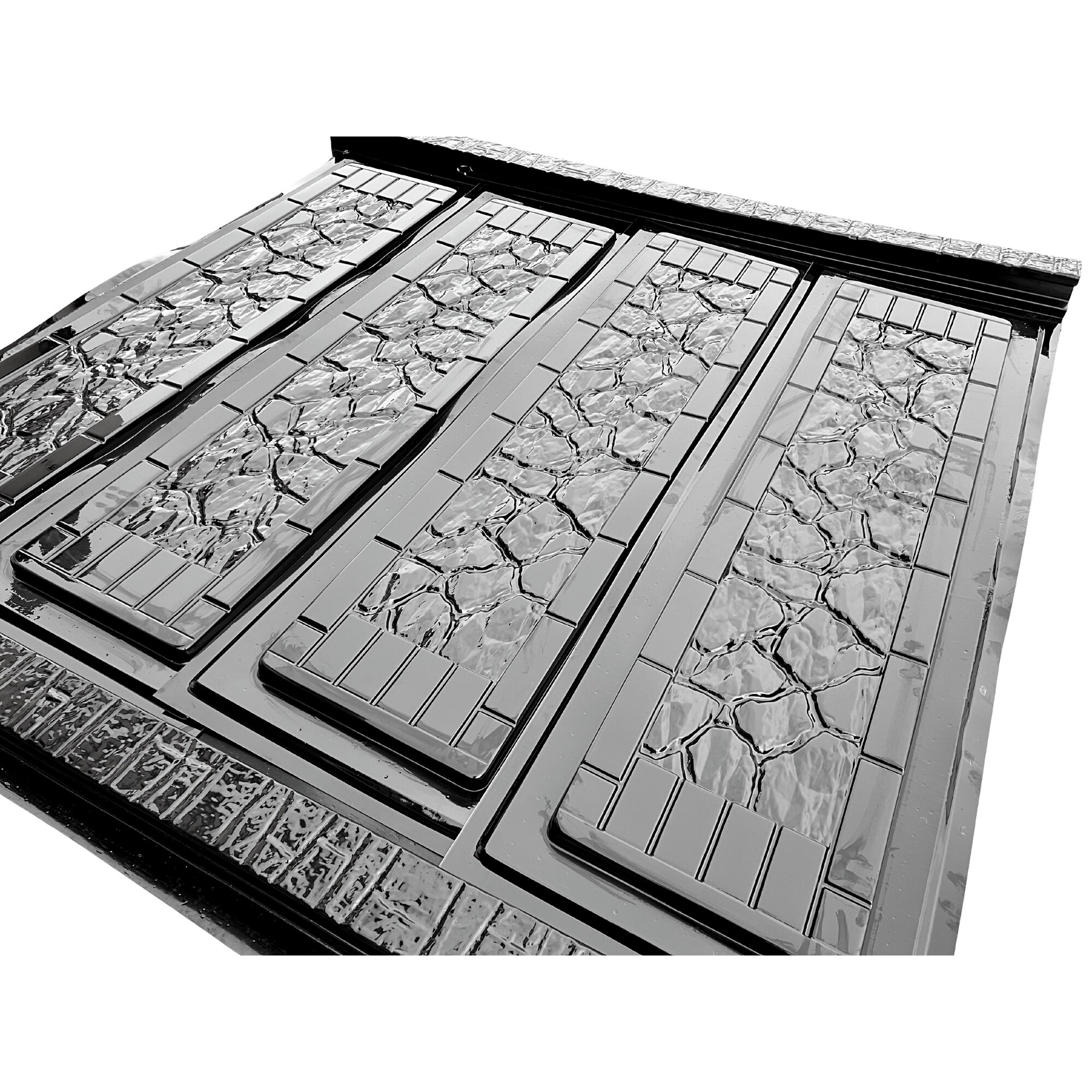 Set matrita gard, panou intreg, 4 matrite mijloc si 2 stalpi, model ...