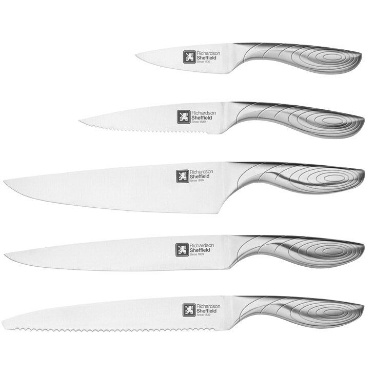 Set cutite Richardson Sheffield Forme Contours cu suport, 5 piese, otel ...