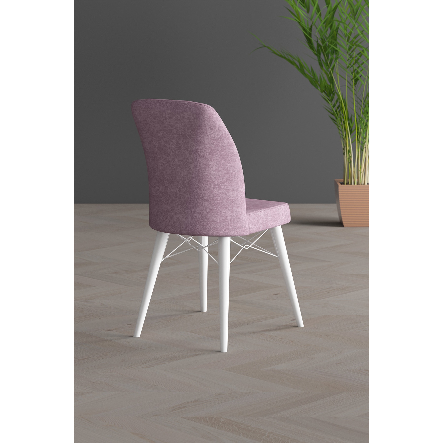 Set 4 Scaune Casafun Horizon, Roz, picioare Alb, dining, bucatarie ...