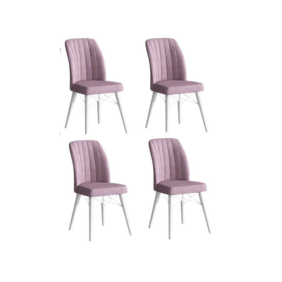 Set 4 Scaune Casafun Horizon, Roz, picioare Alb, dining, bucatarie ...