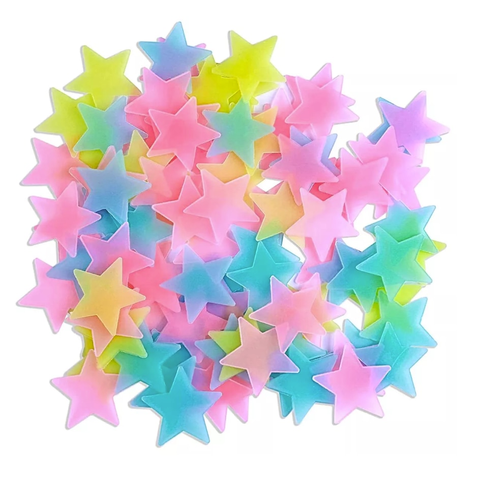 Set stelute fosforesente pentru decorare, 100 bucati, Multicolore - eMAG.ro