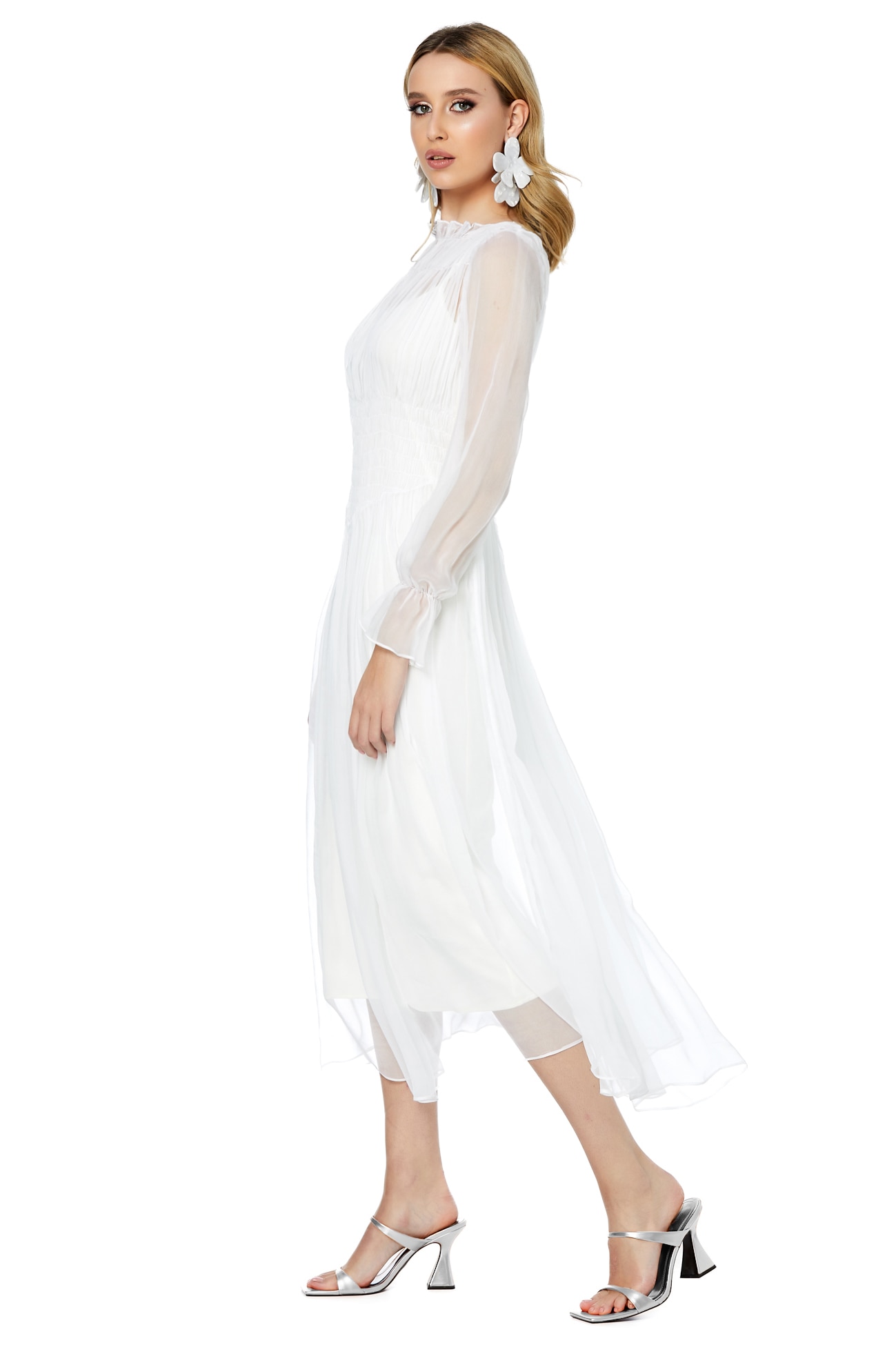 Rochie Framboise Hayden din matase alba S - eMAG.ro