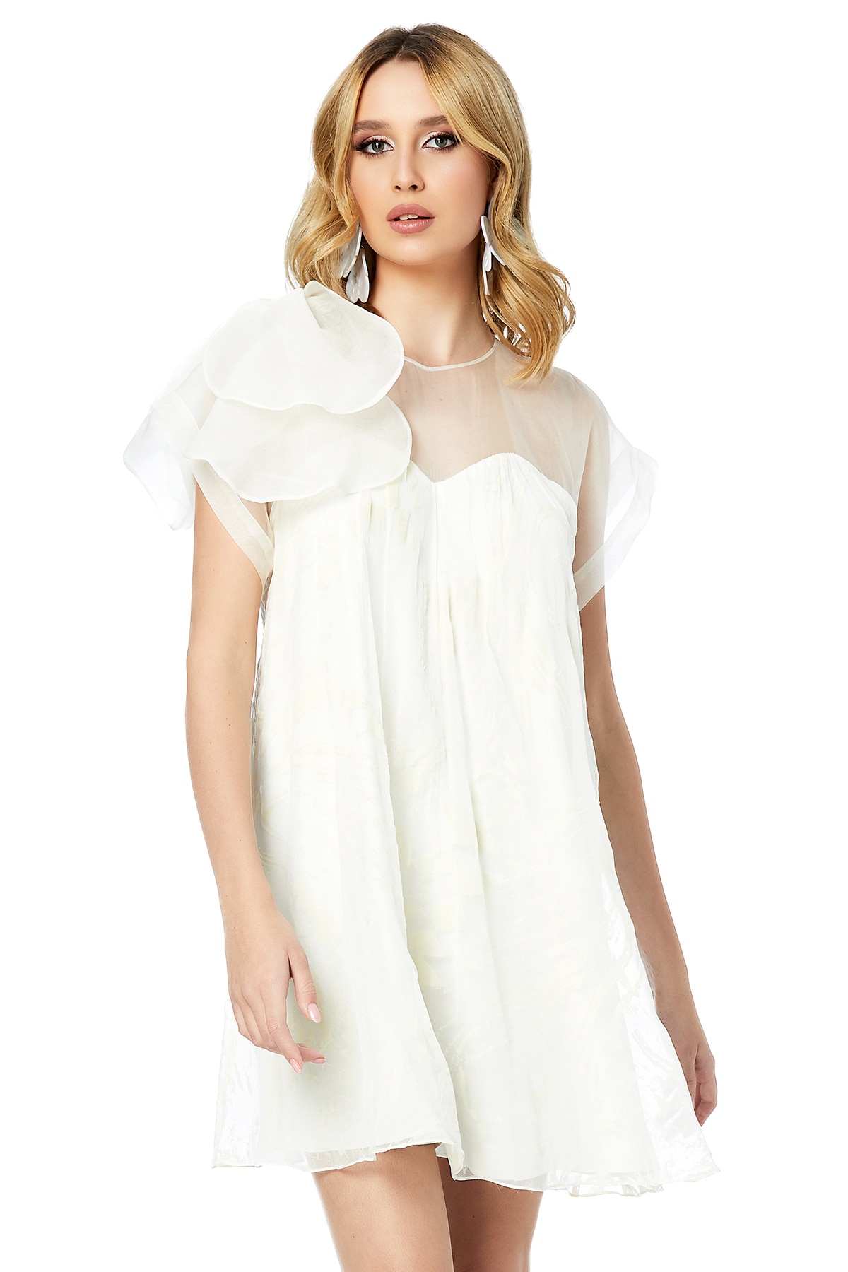 Rochie Framboise Seyla din matase alba XS - eMAG.ro