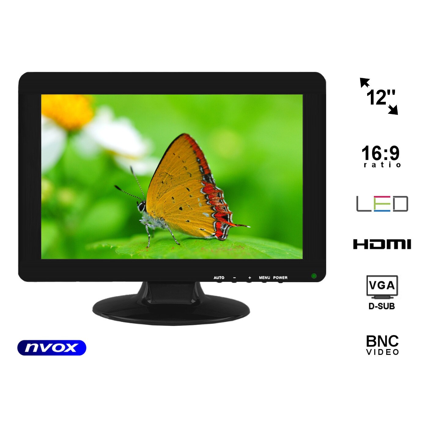Monitor LCD, Nvox, LED, 12", 230V, Negru - eMAG.ro