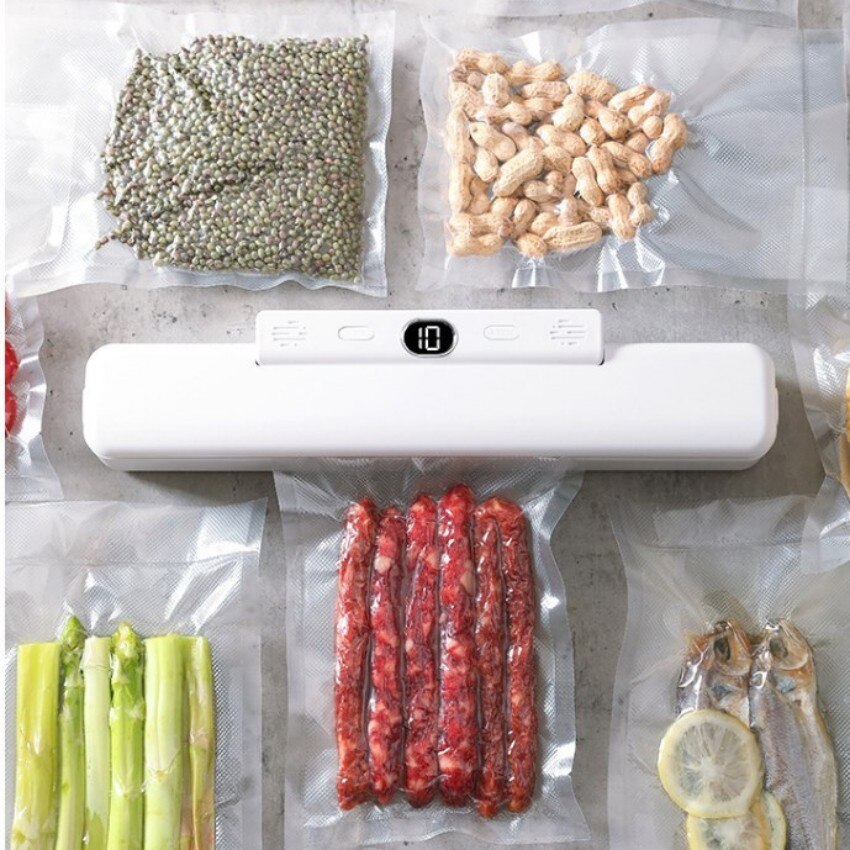 Aparat de vidat alimente BOMSTOM, 90W, 10 pungi incluse, Alb - eMAG.ro