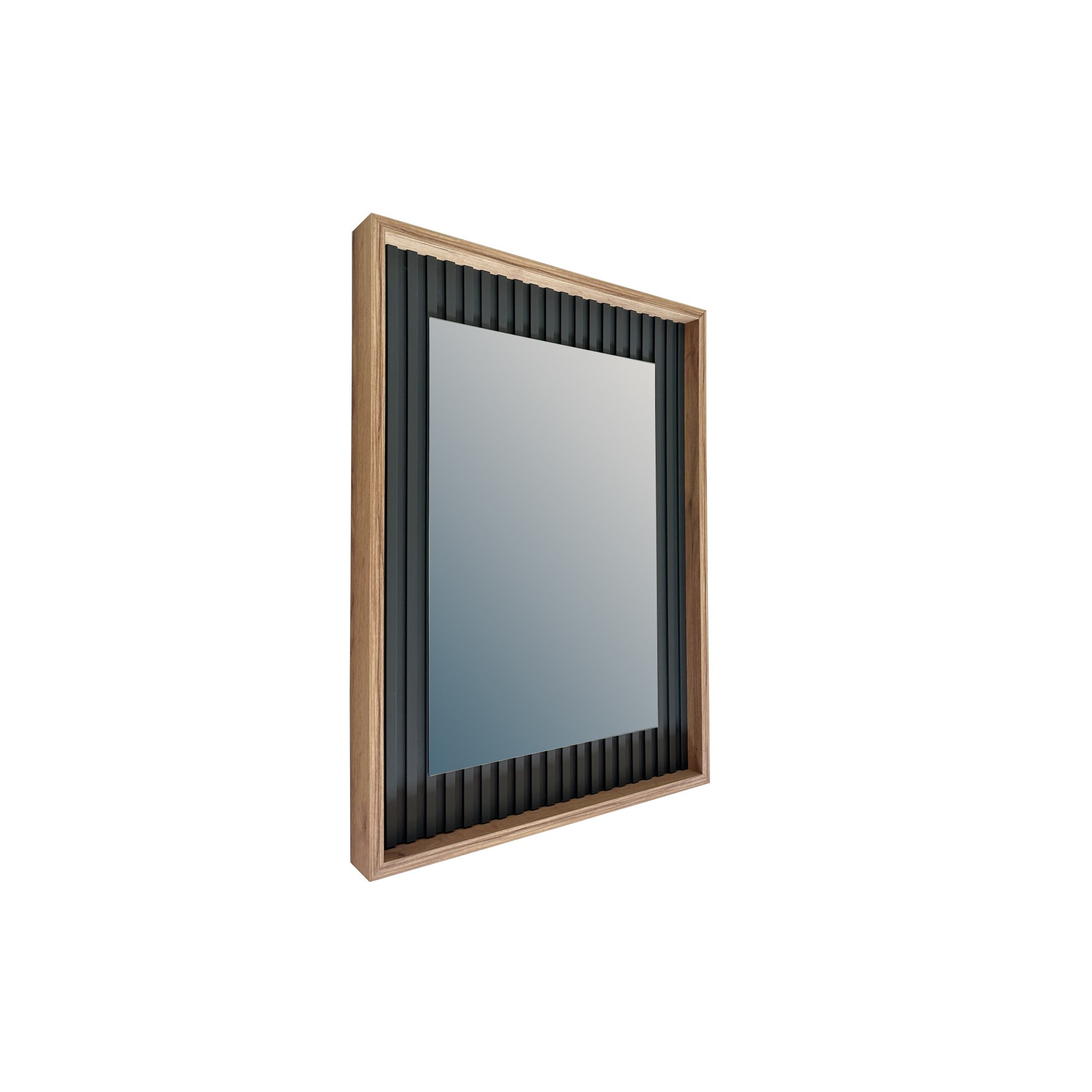 Oglinda de perete cu Riflaj, MDF si Pal, 80 x 60 cm, Gri Antracit - eMAG.ro