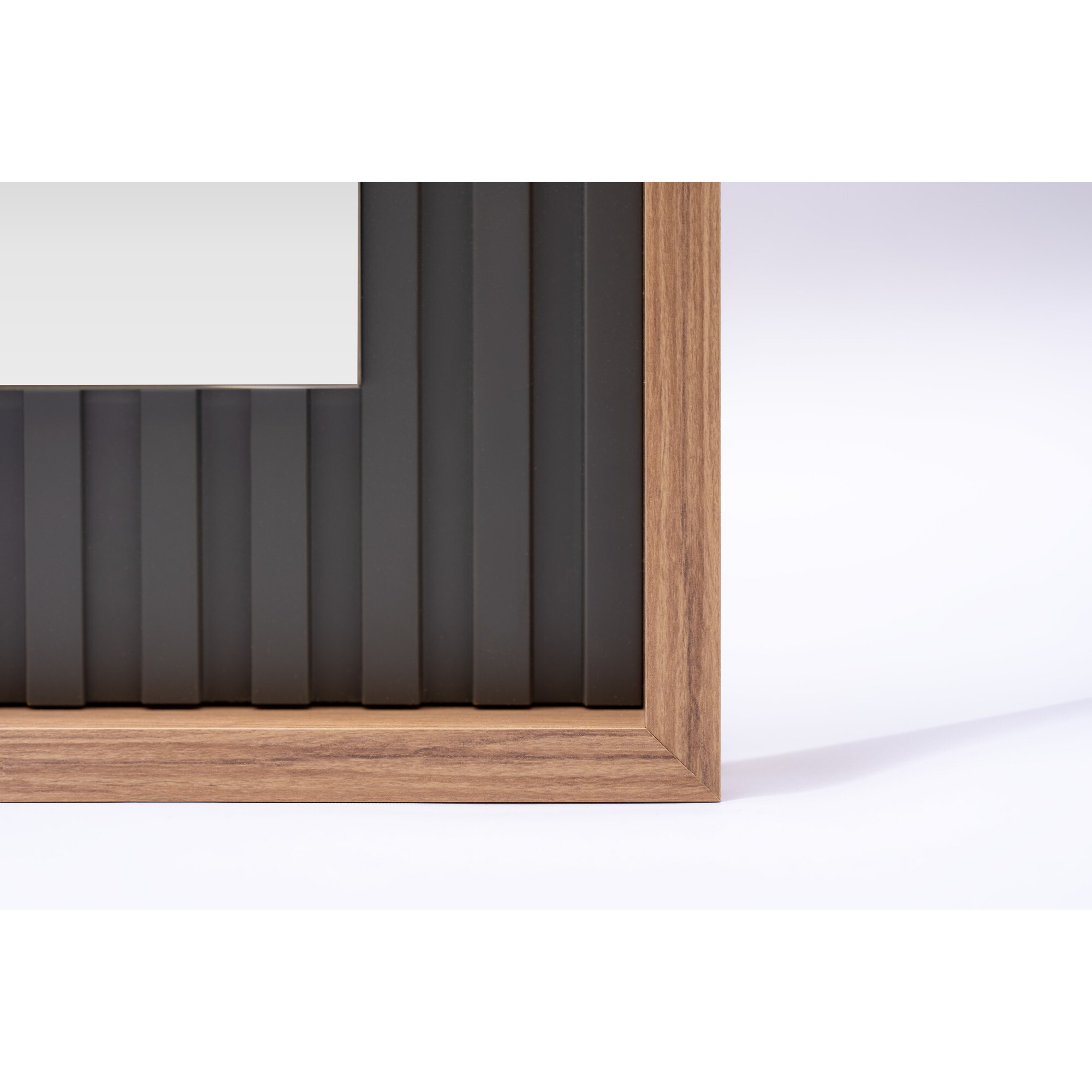 Oglinda de perete cu Riflaj, MDF si Pal, 80 x 60 cm, Gri Antracit - eMAG.ro