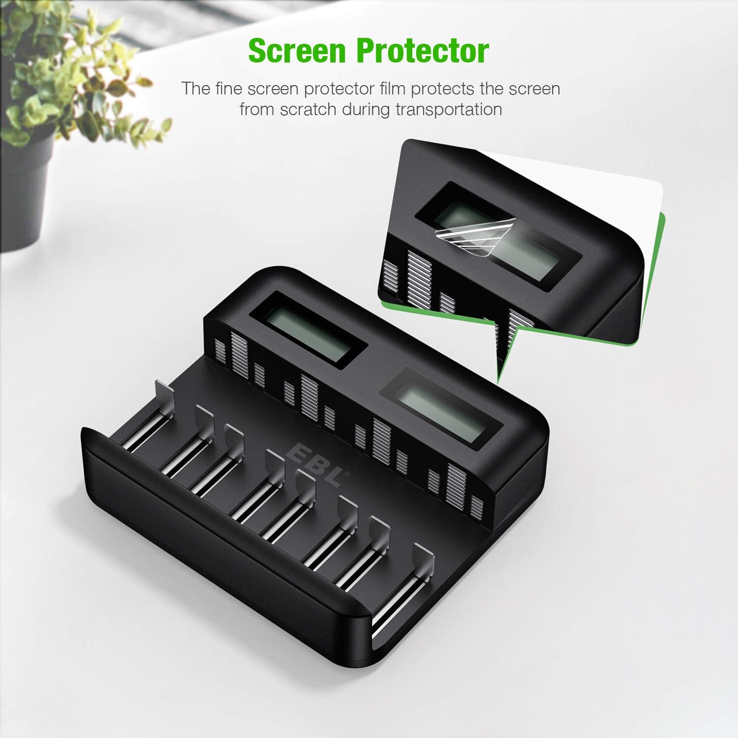 Incarcator pentru 8 acumulatori, JENUOS®, LCD, baterii cu port USB 2A ...