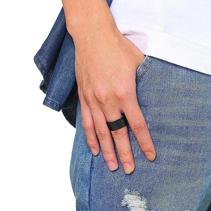 Inel inox negru tip plasa 10 mm, BeSpecial, IJC15_189, Diametru 18.9 mm ...