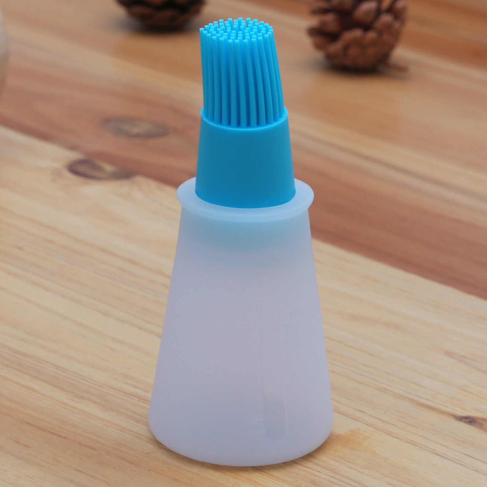 Pensula din silicon cu recipient gradat pentru lichide, albastru, Alexa ...