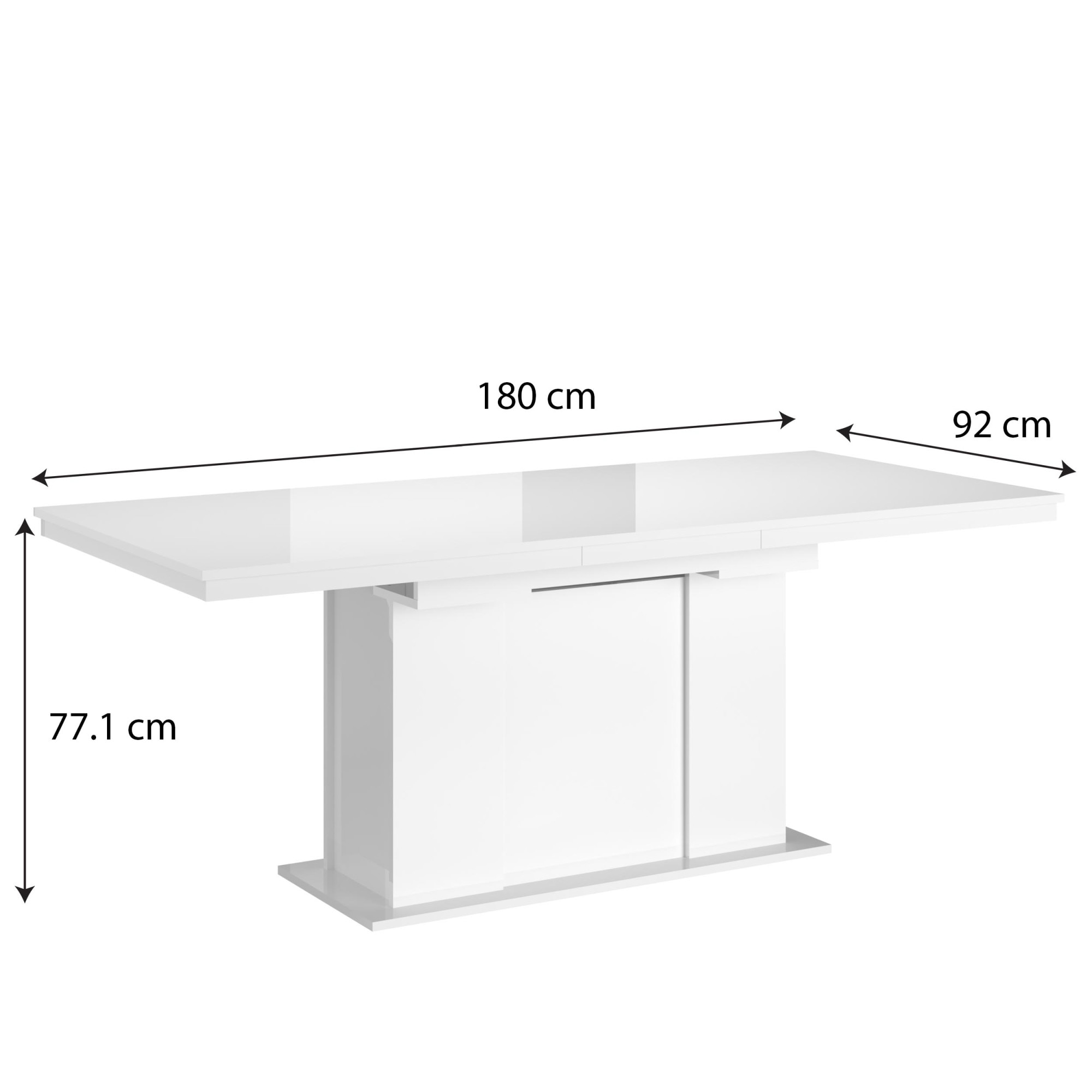 Masa dining extensibila Kring Vida, 140/180x77x92 cm, culoare alb ...