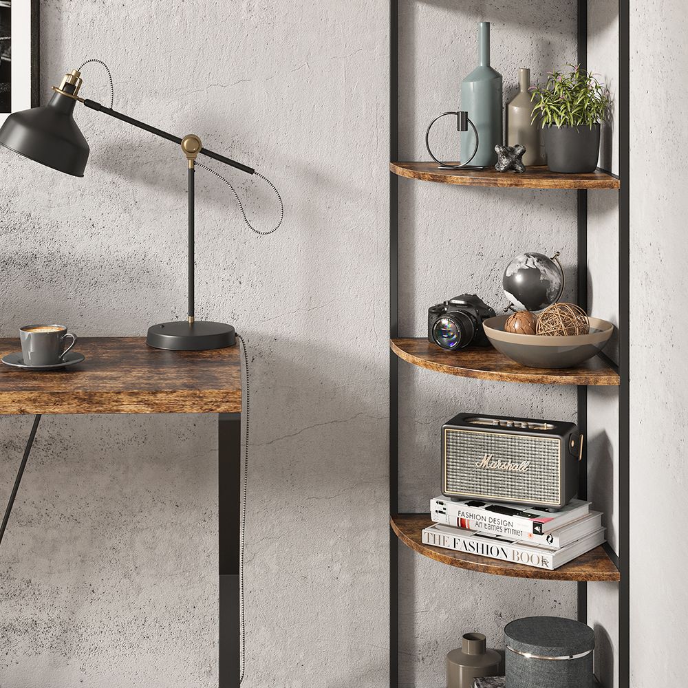 Raft de colt, 5 rafturi, cadru de metal, 40 x 180 x 40 cm, negru /maro ...