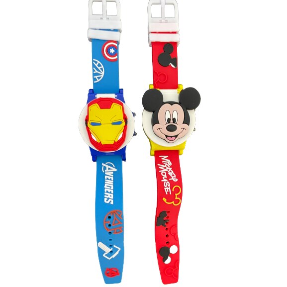 Set 2 ceasuri copii cu Mickey Mouse si Avengers model 3D Multicolor ...