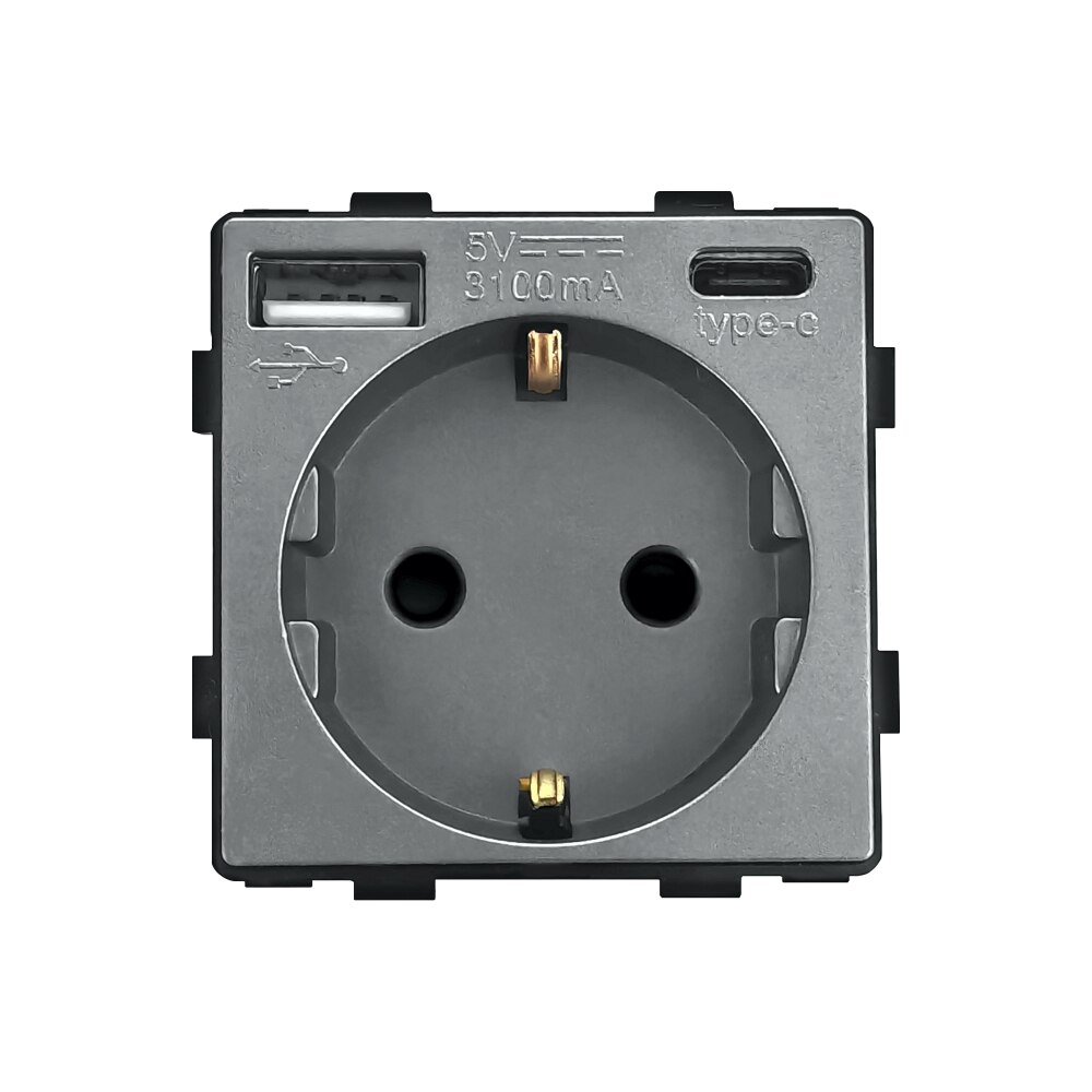 Modul Priza Simpla + USB-A + USB-C LUXION, Gri - eMAG.ro