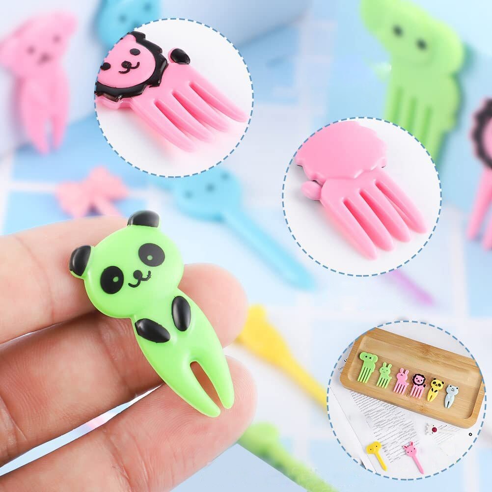 Set 60 buc mini furculite si scobitori decorative pentru tort, JENUOS ...