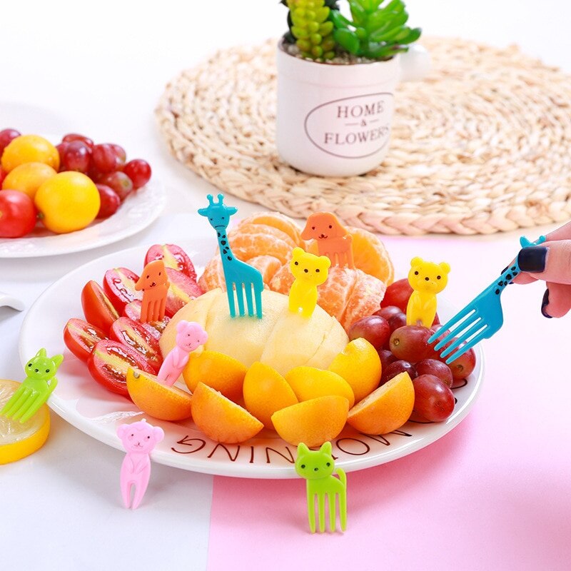 Set 60 buc mini furculite si scobitori decorative pentru tort, JENUOS ...