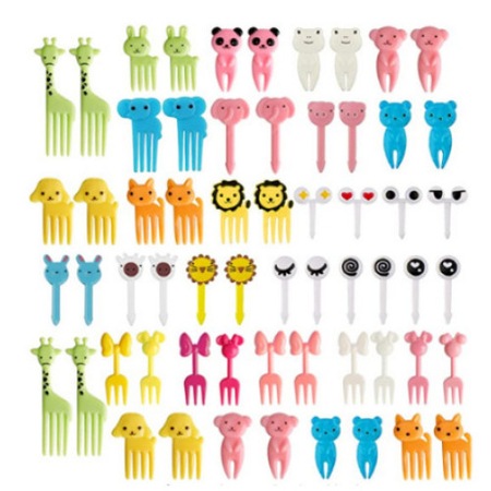 Set 60 buc mini furculite si scobitori decorative pentru tort, JENUOS ...